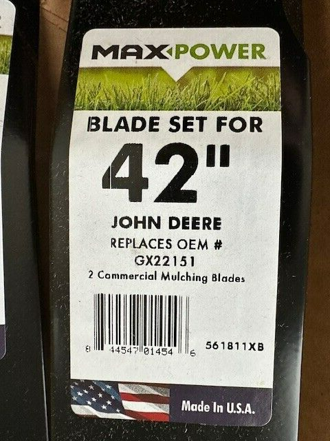 Maxpower 561811B Blades 2 - 42 in, John Deere, OEM# GX22151, GY20850 ...