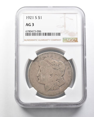 AG3 1921-S Morgan Silver Dollar NGC Lowball Low Ball Pocket Piece *4217 ...