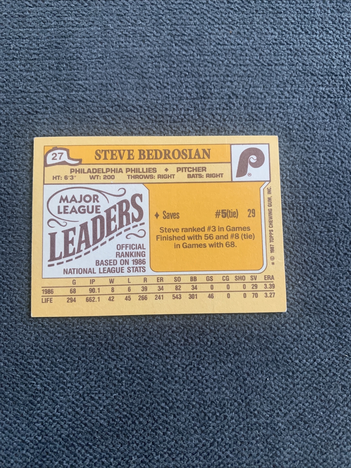 1987 Topps Mini Leaders Philadelphia Phillies Baseball Card #27 Steve ...