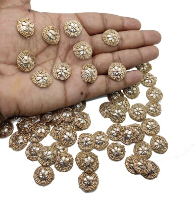 25pcs Bullion Metallic Thread Embroidered Sew On Round Appliqué Costume ...