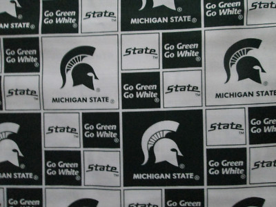 MICHIGAN STATE CHECKED MSU GO GREEN WHITE COTTON FABRIC BTHY | eBay