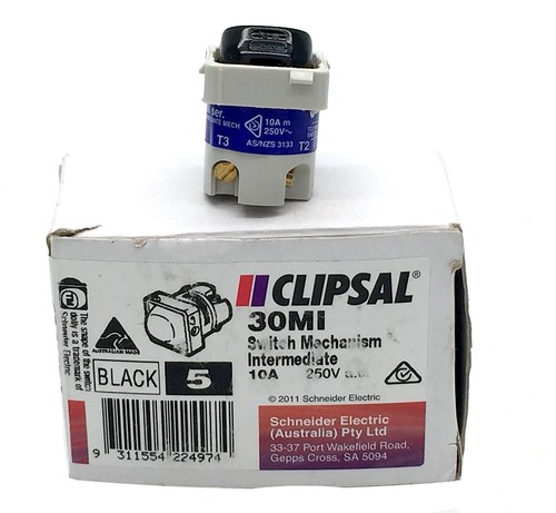 Clipsal 30MI Switch Mechanism Intermediate 10A 250V Black on White ...