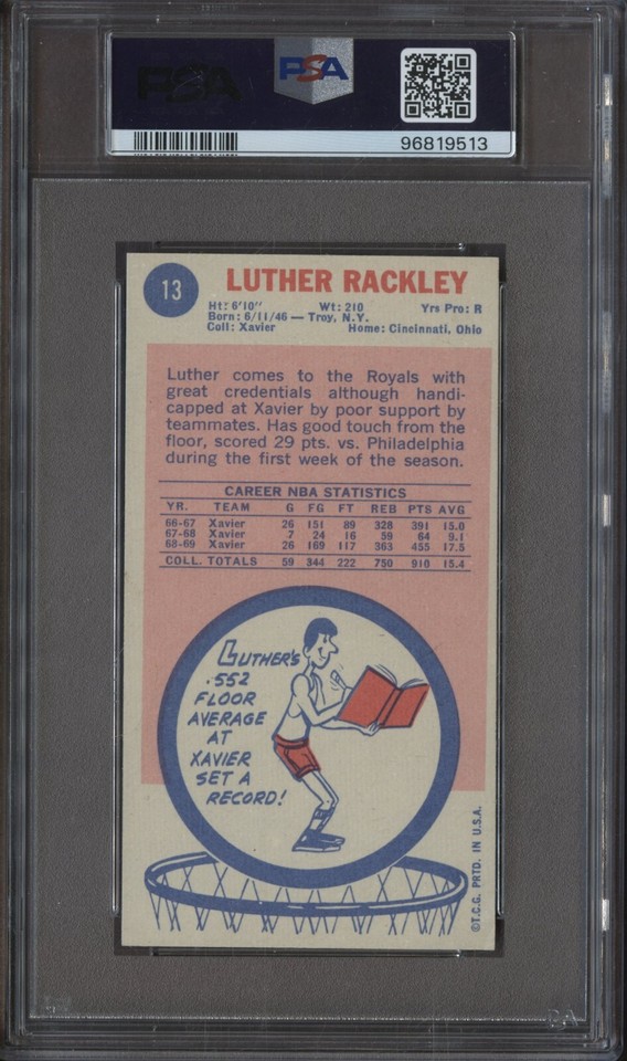 1969-70 Topps Basketball #13 Luther Rackley Cincinnati PSA 7 NM | eBay
