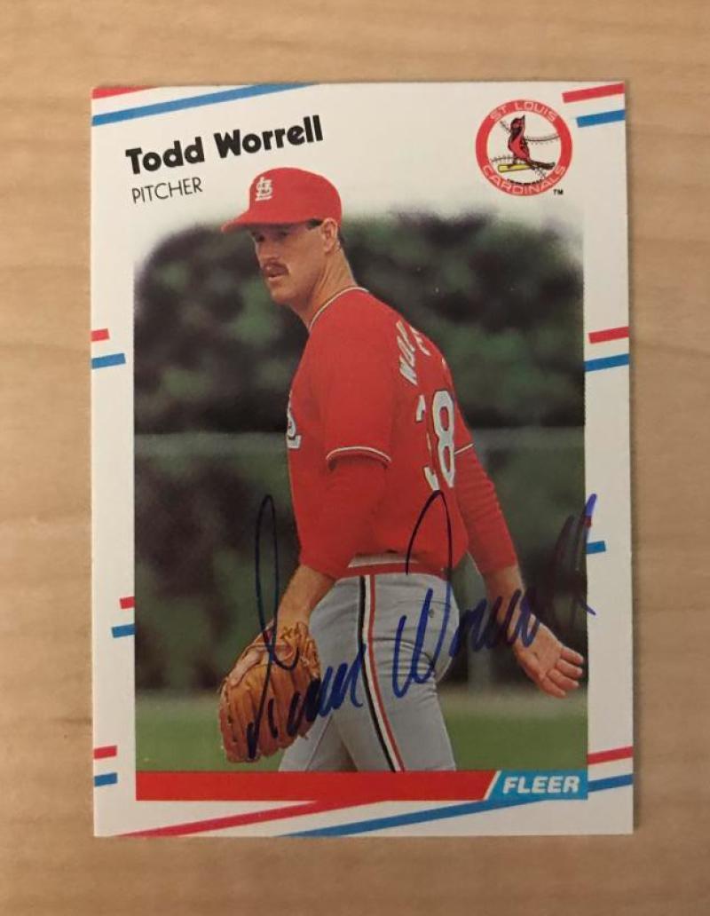 TODD WORRELL ST. LOUIS CARDINALS SIGNED AUTOGRAPHED 1988 FLEER CARD #50 ...