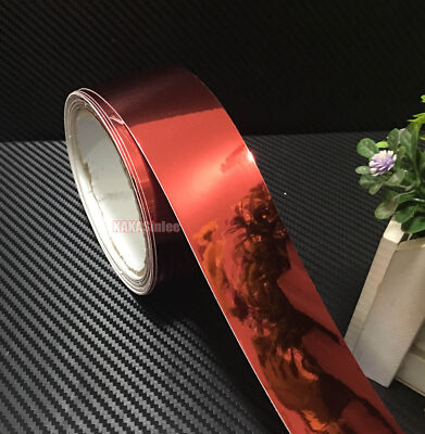 1.2" x 120" / PVC Flat Red Mirror Chrome Vinyl Tape Wrap Sticker Car ...