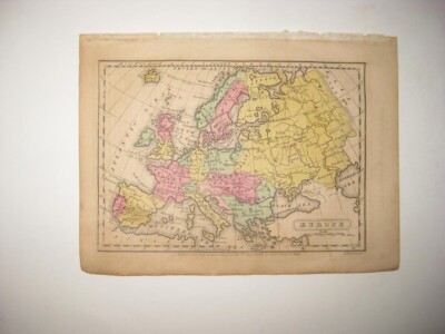 FINE ANTIQUE 1854 EUROPE HANDCOLORED MAP RUSSIA GERMANY FRANCE ITALY ...