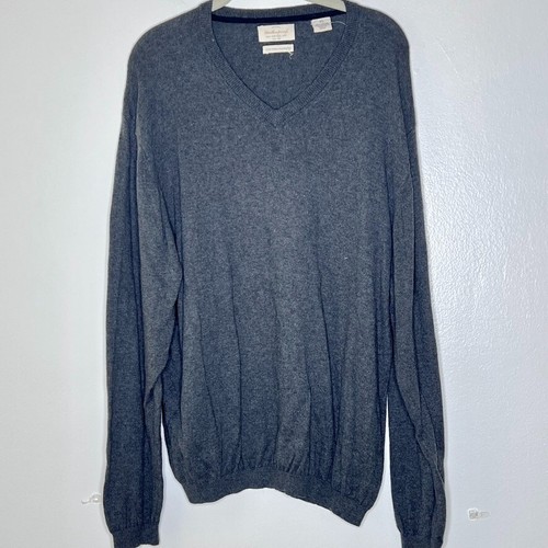 Weatherproof Men's Sweater 1X Pullover Grey Cotton Cashmere Long Sleeve ...