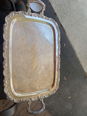 Vintage Silver Plated Tray Oneida Tea Tray Vintage Serving Footed ...