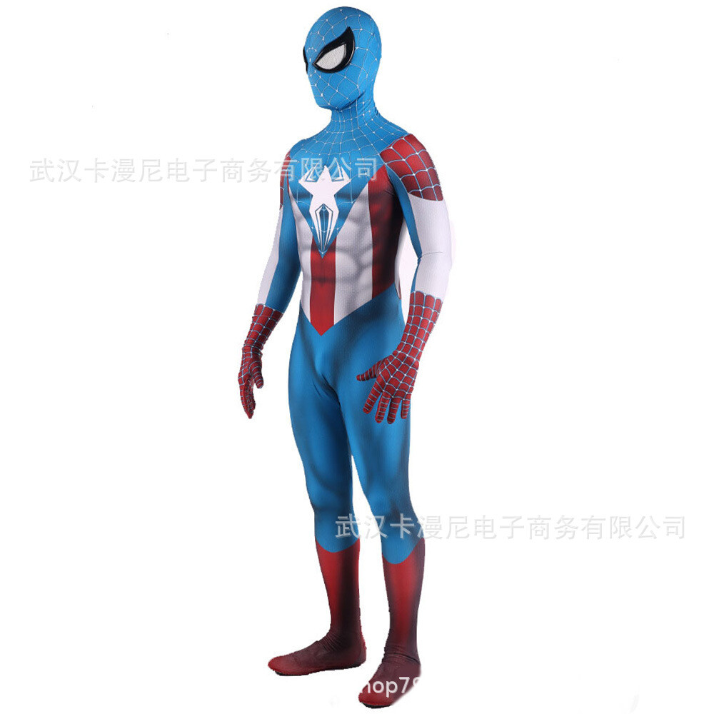 Spider-Man Captain America Jumpsuit Spiderman Cosplay Costume For Adult ...