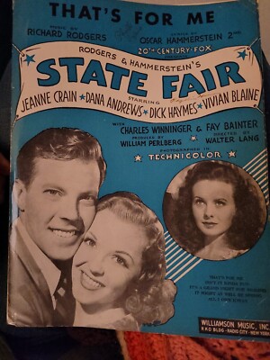 That's For Me State Fair Sheet Music 1945 Rodgers Hammerstein ...