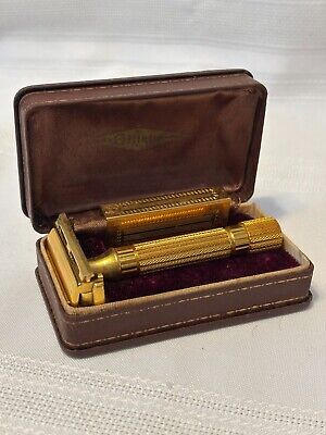 Vintage Gillette Aristocrat Gold Razor, Blade Holder and Case Clean | eBay