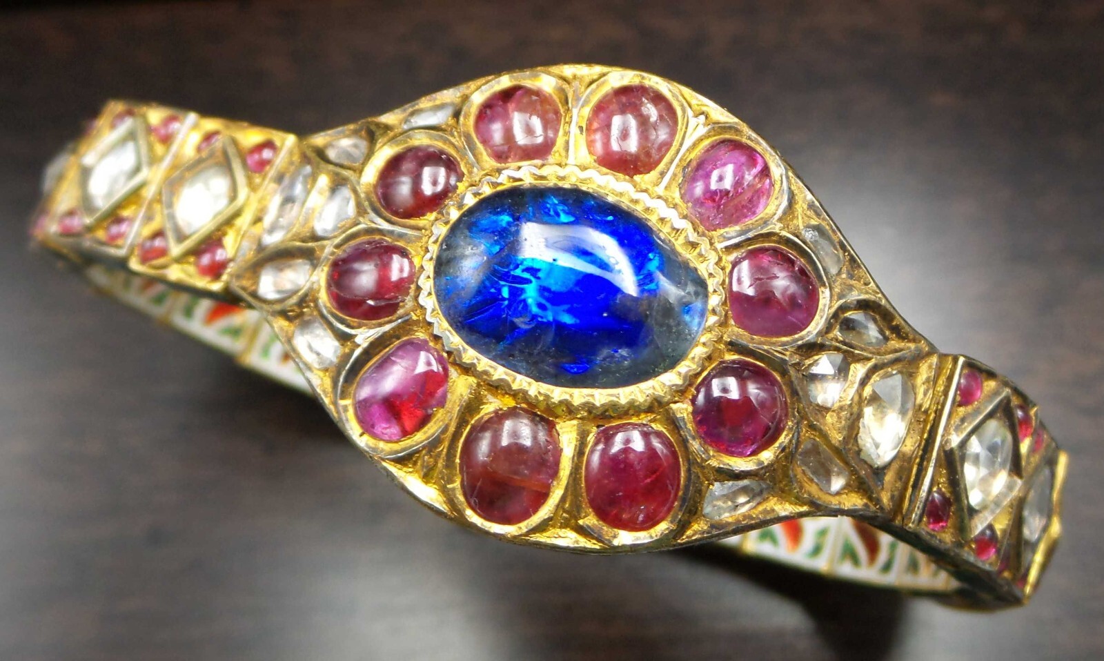 Rare 18th Cent Mughal 22K Gold, Sapphire, Ruby & Gems… - Gem