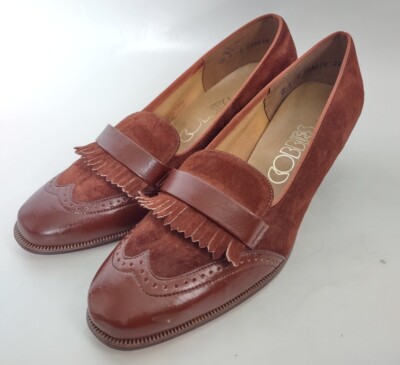Vintage Cobbies Shoes Fringe Leather Brown Oxford Academia Shoes Women ...