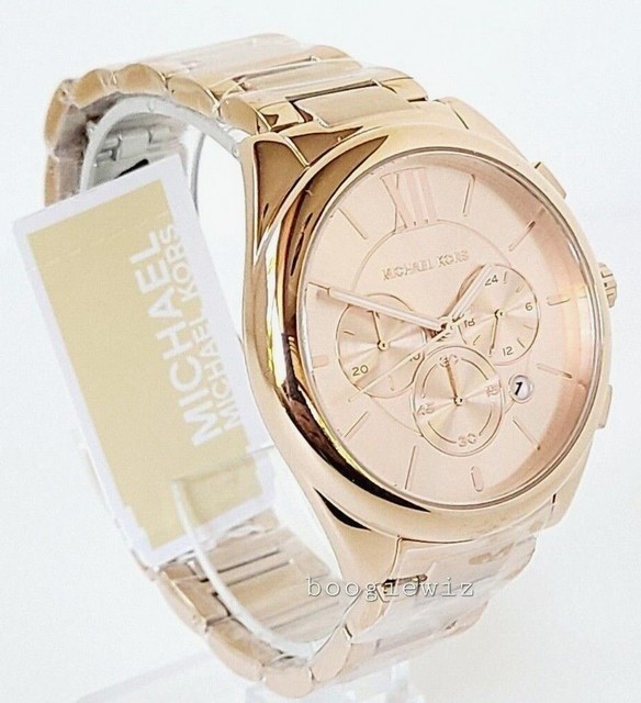 Michael Kors Women MK7108 Jan Rose Gold Tone Chronograph Date 42mm ...