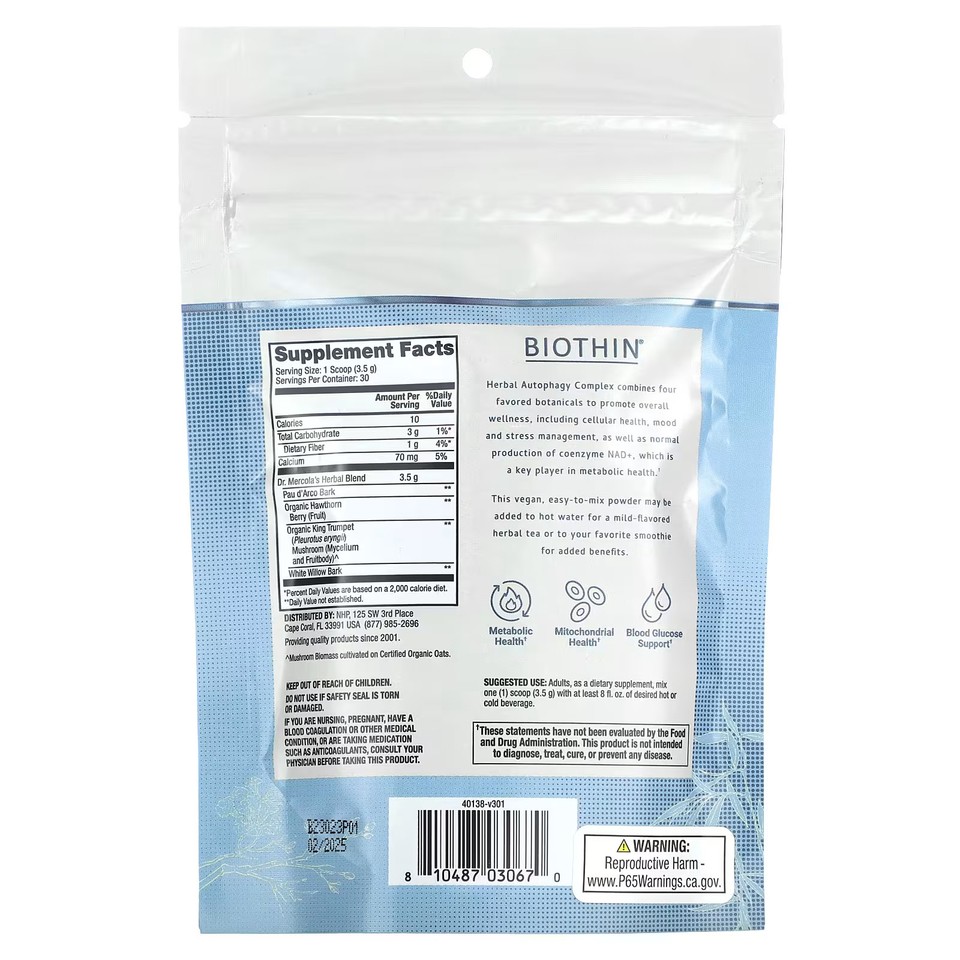 2 X Dr. Mercola, Biothin, Herbal Autophagy Complex, 3.7 oz (105 g ...