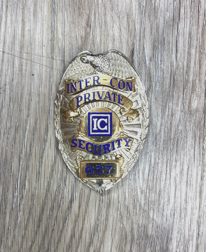Vintage Official Obsolete Badge INTER-CON Private Security Gold Tone | eBay