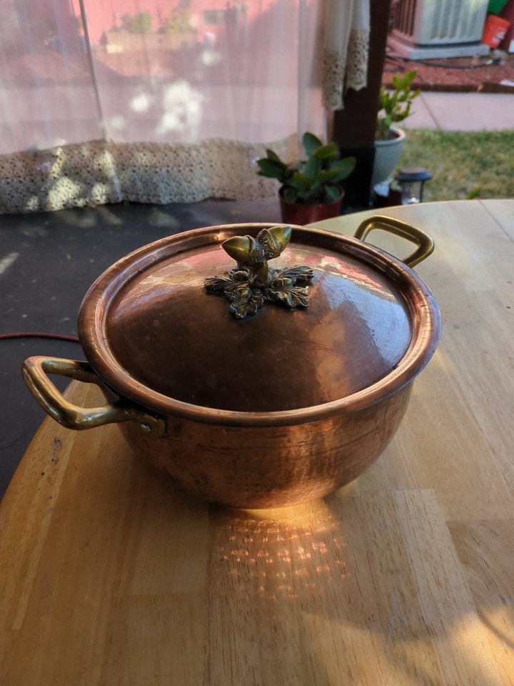 Vintage RUFFONI Historia Hammered Copper Stockpot w Nuts Lid 7 1/2 ...