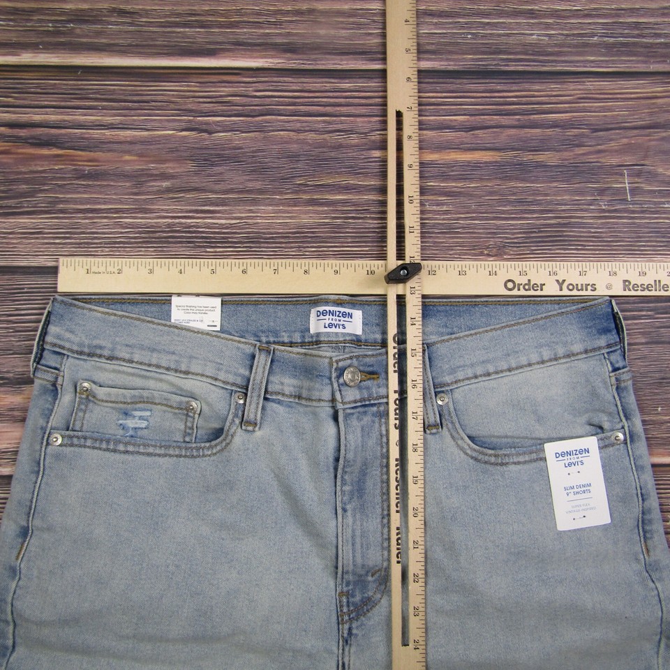 Denizen Levis NEW Mens 36 Blue Slim Denim 9" Jean Shorts Jorts Frayed ...