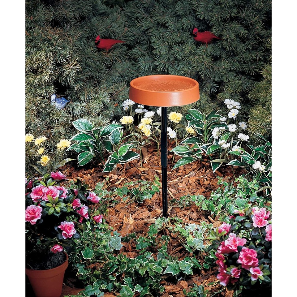 API Outdoor Plastic Heated Bird Bath with Metal Stand, 12" Diameter | eBay