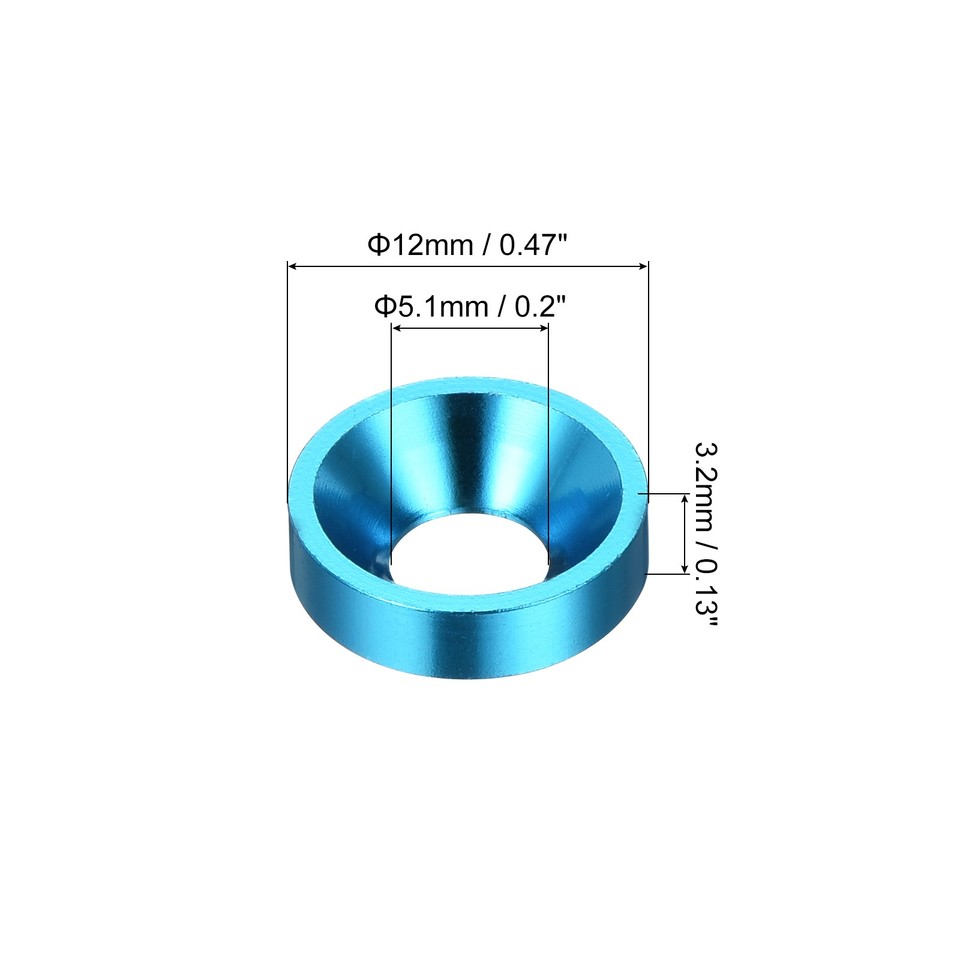 50 Pcs M5 Countersunk Washer Aluminum Alloy Countersunk Finish Washer ...