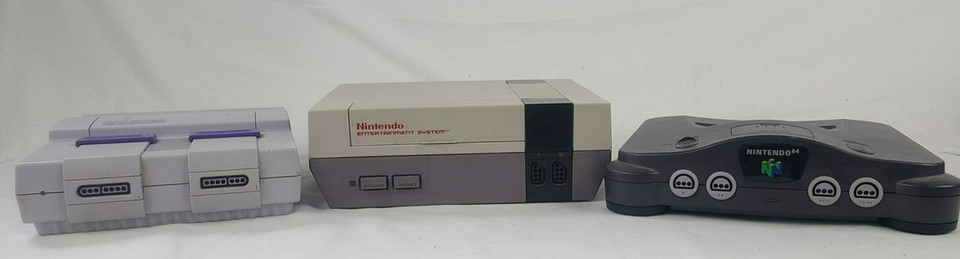 Nintendo NES, SNES, & N64 Video Game Consoles lot. Untested sold as-is ...