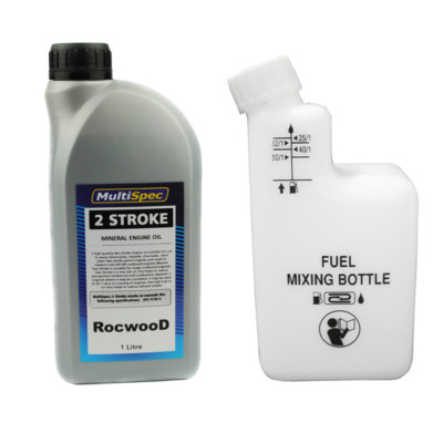 1 Litre Of 2 Stroke Oil & Fuel Petrol Mixing Bottle For Strimmer 25:1 ...