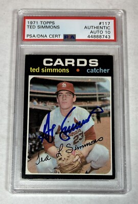 1971 Topps TED SIMMONS #117 AUTO PSA GEM MT 10🔥RC Signed Rookie Card ...