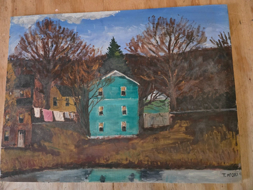 Vintage Oil on board "New England Landscape " Original -Thomas Miceli ...