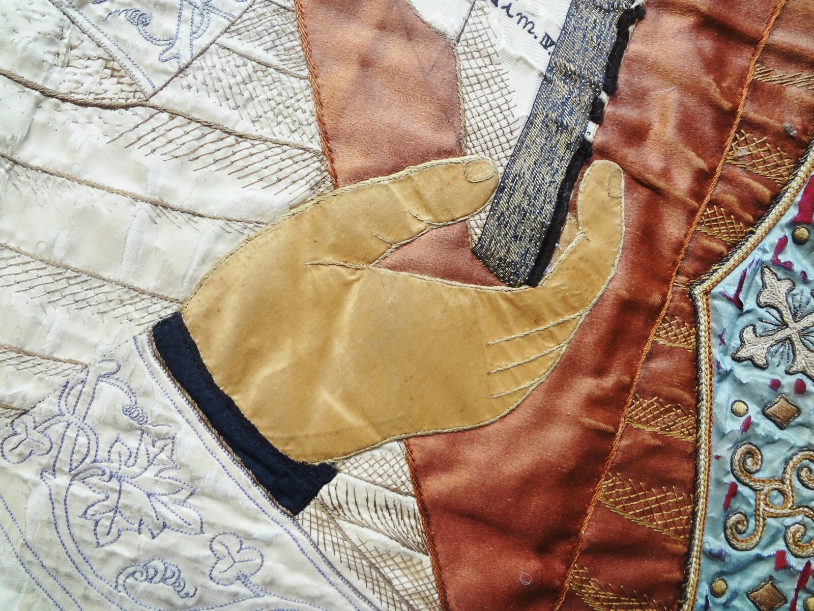 MUSEUM FIND! c1600-1700 RELIGEOUS hand sewn WALL HANGING beyond words ...