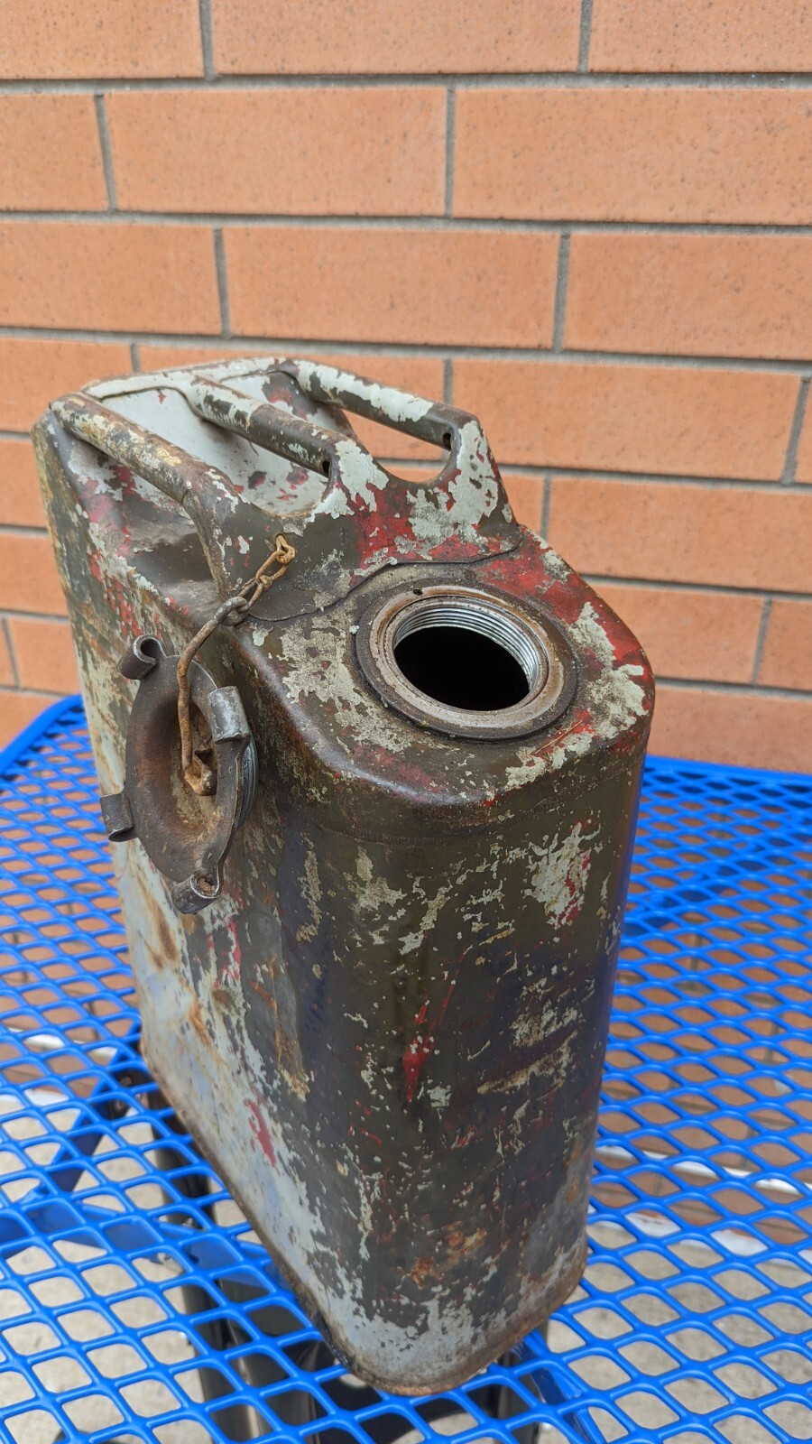 WW II QMC 1945 US Army Wheeling Metal Gas Jerry Can 5 Gal. Military W ...