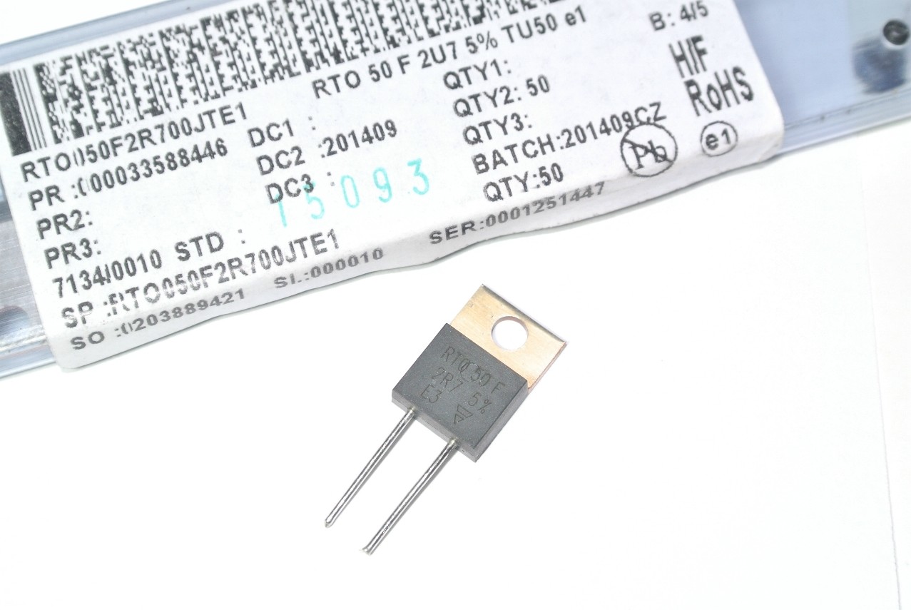 2R7 5% 50W TO-220 Resistor VISHAY RTO050F2R700JTE1 2.7R ... [QTY=1pcs ...