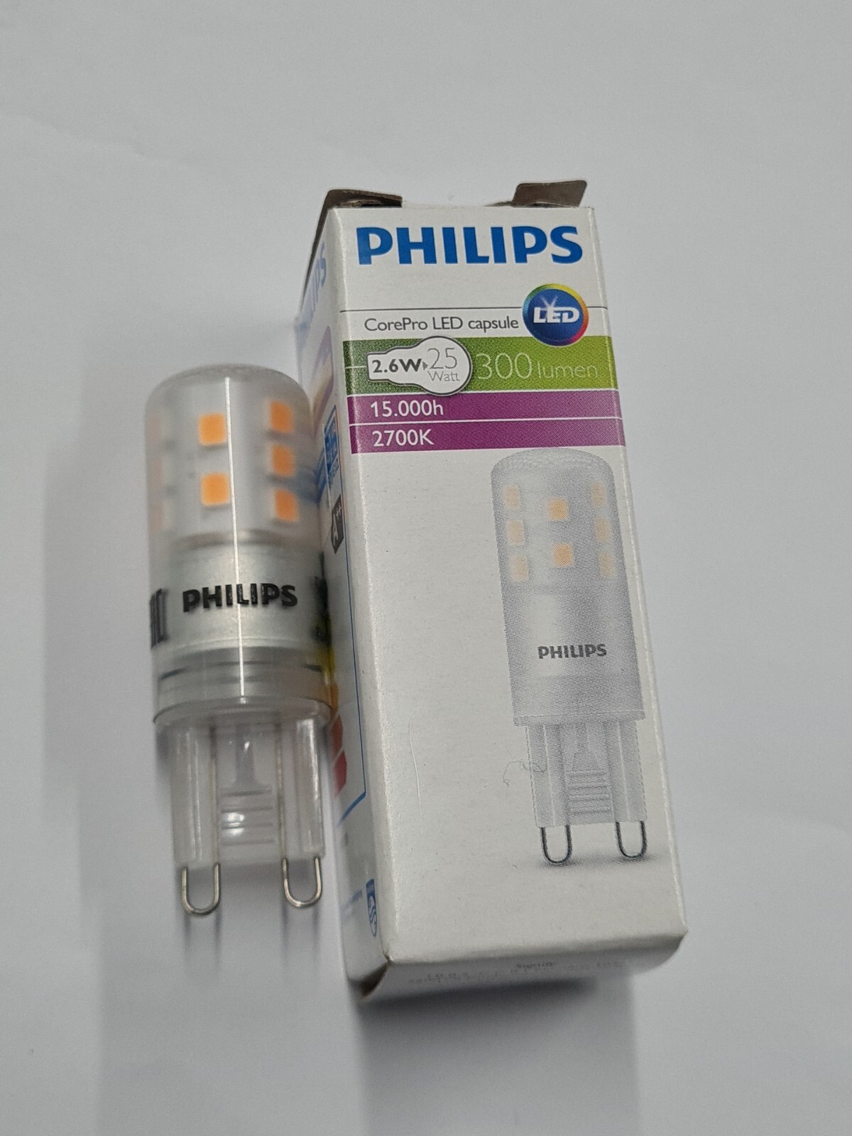 PHILIPS CorePro LED MV G9 Capsule, 2.6W=25W, 2700K, DIMMABLE | eBay UK