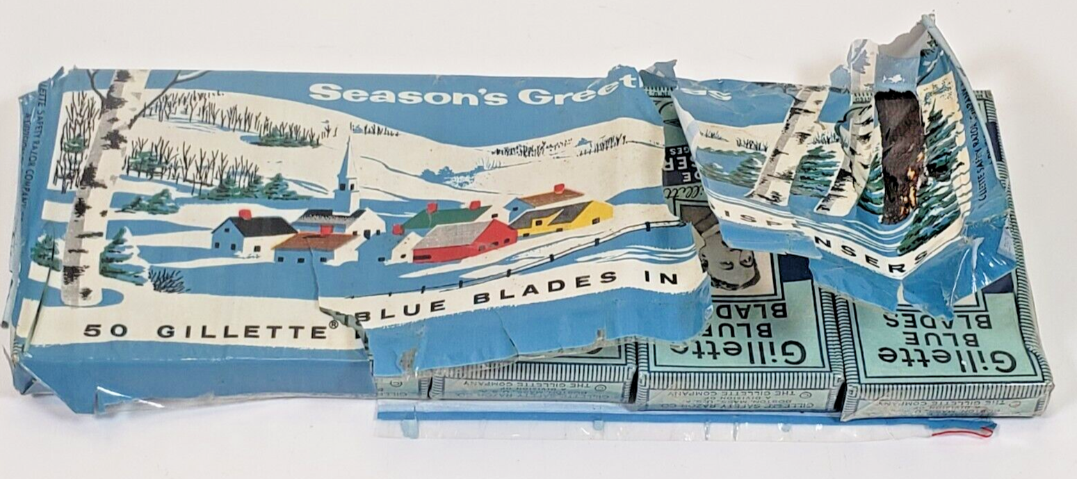 Vintage GILLETTE 10 Blue Razor Blades In Dispenser NOS *5 sealed* | eBay