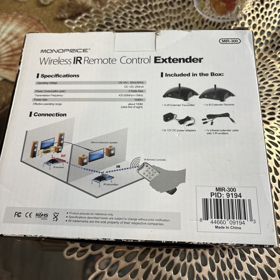 Monoprice Wireless IR Audio Equipment Remote Control Extender In Box | eBay