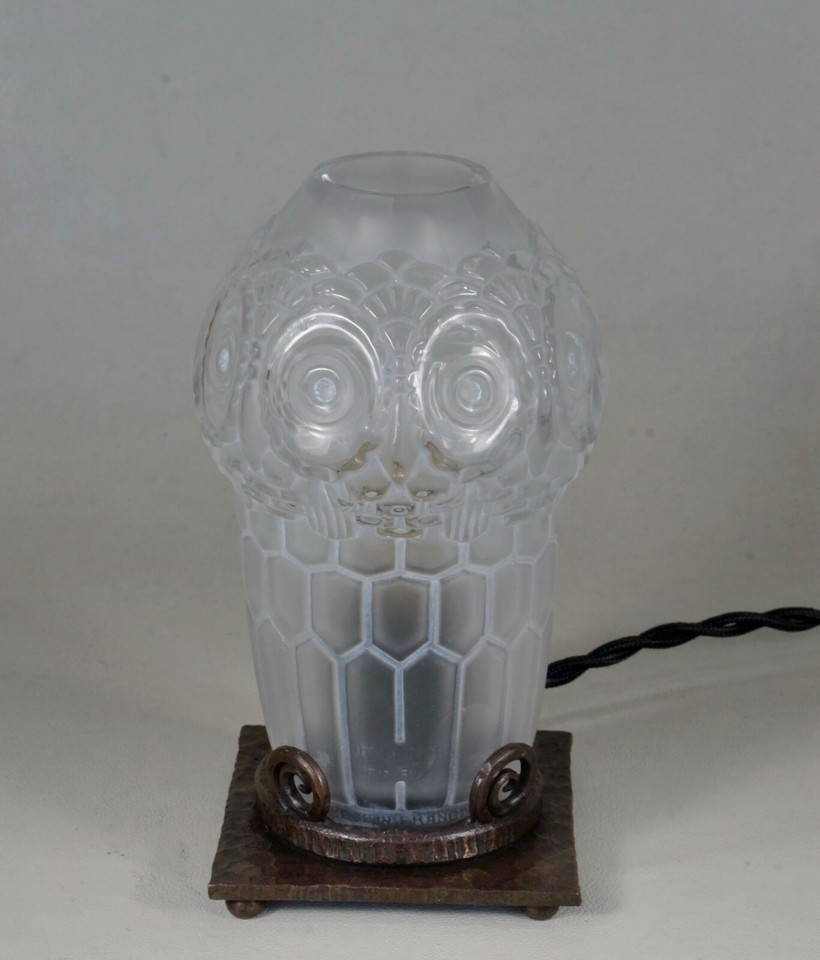 ROBJ : RARE FRENCH 1925 ART DECO LAMP ..... incense burner night lamp ...