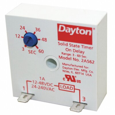 Dayton Single Function Encapsulated Timing Relay, 24 to 240VAC, 12 to ...