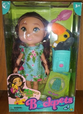 Backpets 14" Mica Doll & Coco the Toucan Brazil Sealed Shelf Wear | eBay