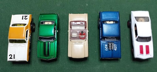 5 Aurora T-Jet chassis with mixed Aurora/MM/AW Bodies. Lot 2. Read ...