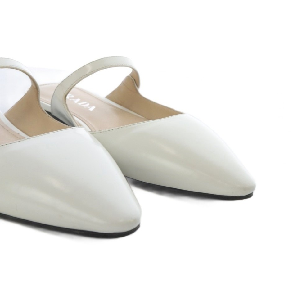 Prada Mule Pumps Flat Pointed Toe Strap Leather White /Y Ladies | eBay