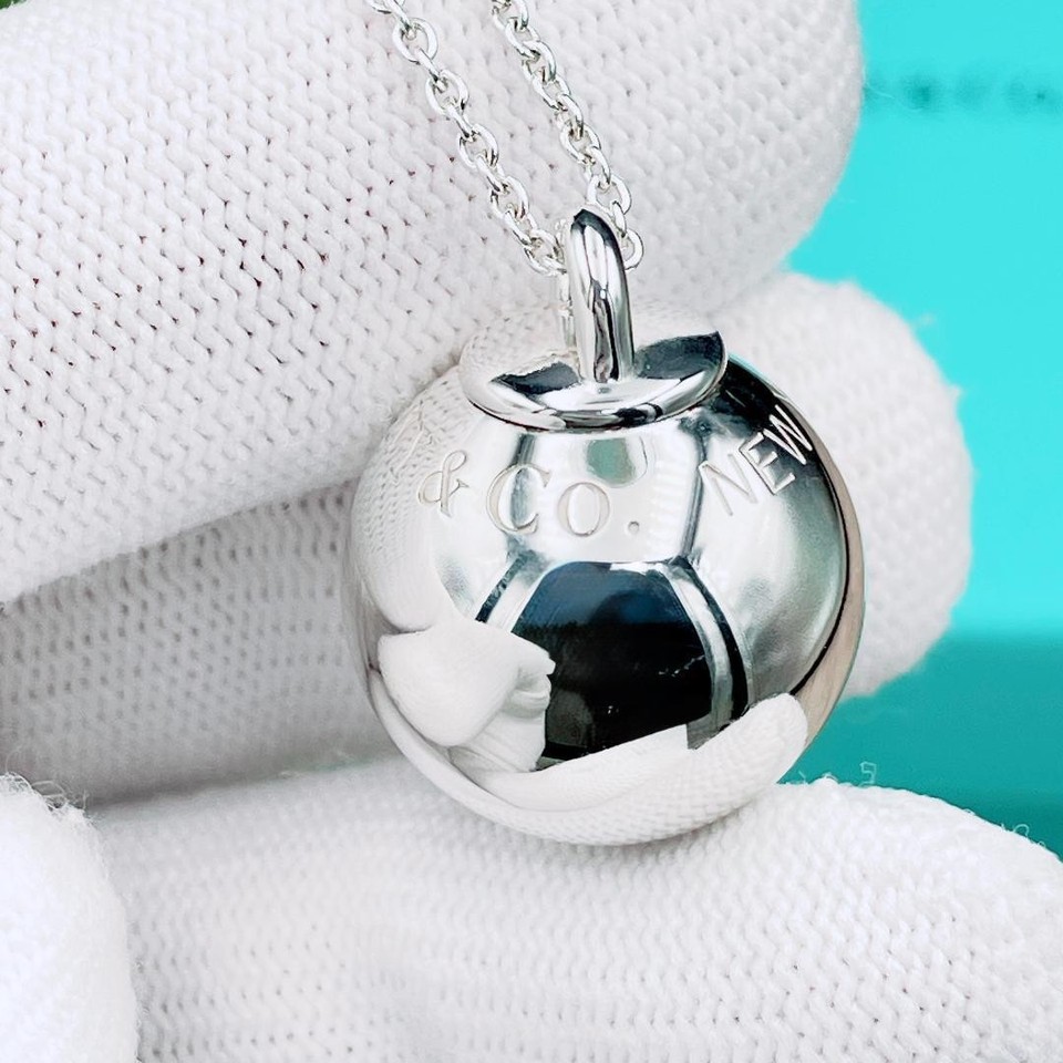 Tiffany New Finish Tiffany Co. Hardware Ball Necklace Large Ag925 14.9g ...