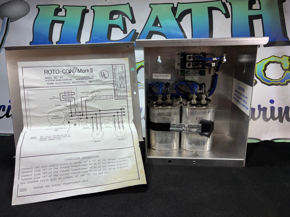 Ronk Roto-Con Mark II Capacitor Panel Control Model 92 22A 10KVA 240V ...