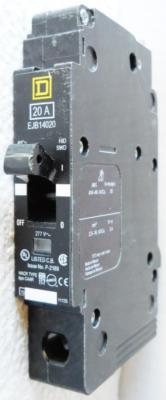 SQUARE D EJB14020 CIRCUIT BREAKER, EJB TYPE, 20A 1POLE 277VAC - USED w ...