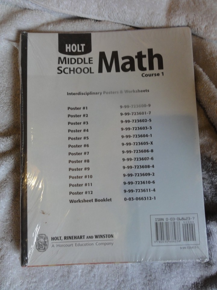 Holt Middle School Math Course 1 (Interdisciplinary Poster Worksheets ...