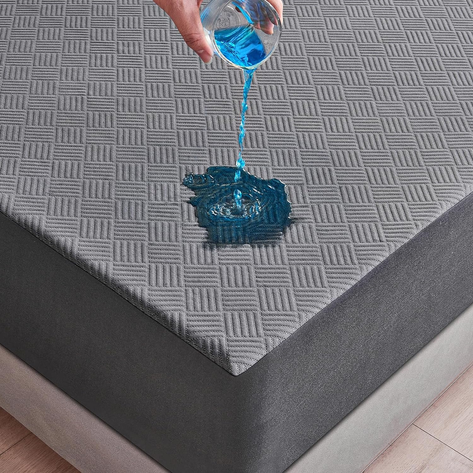 100% Waterproof Mattress Protector Queen Noiseless 3D Air Fabric Bed ...