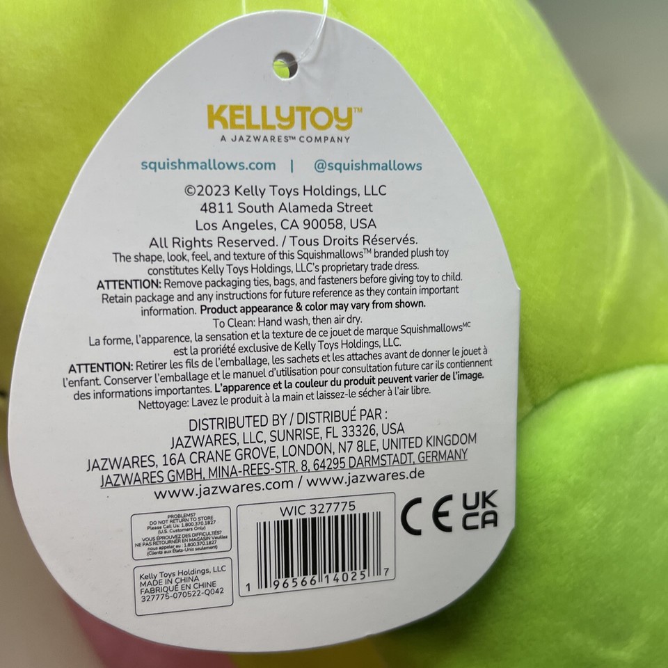 Squishmallow Hadeon Grasshopper Plush 8” Neon Green Pink Insect Bug ...