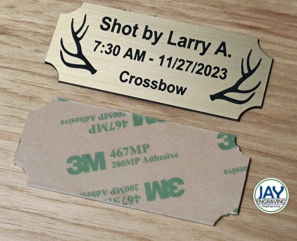 Custom Engraved 1.25x3 Gold 1st Elk Hunt Trophy Plaque Plate Emblem ...