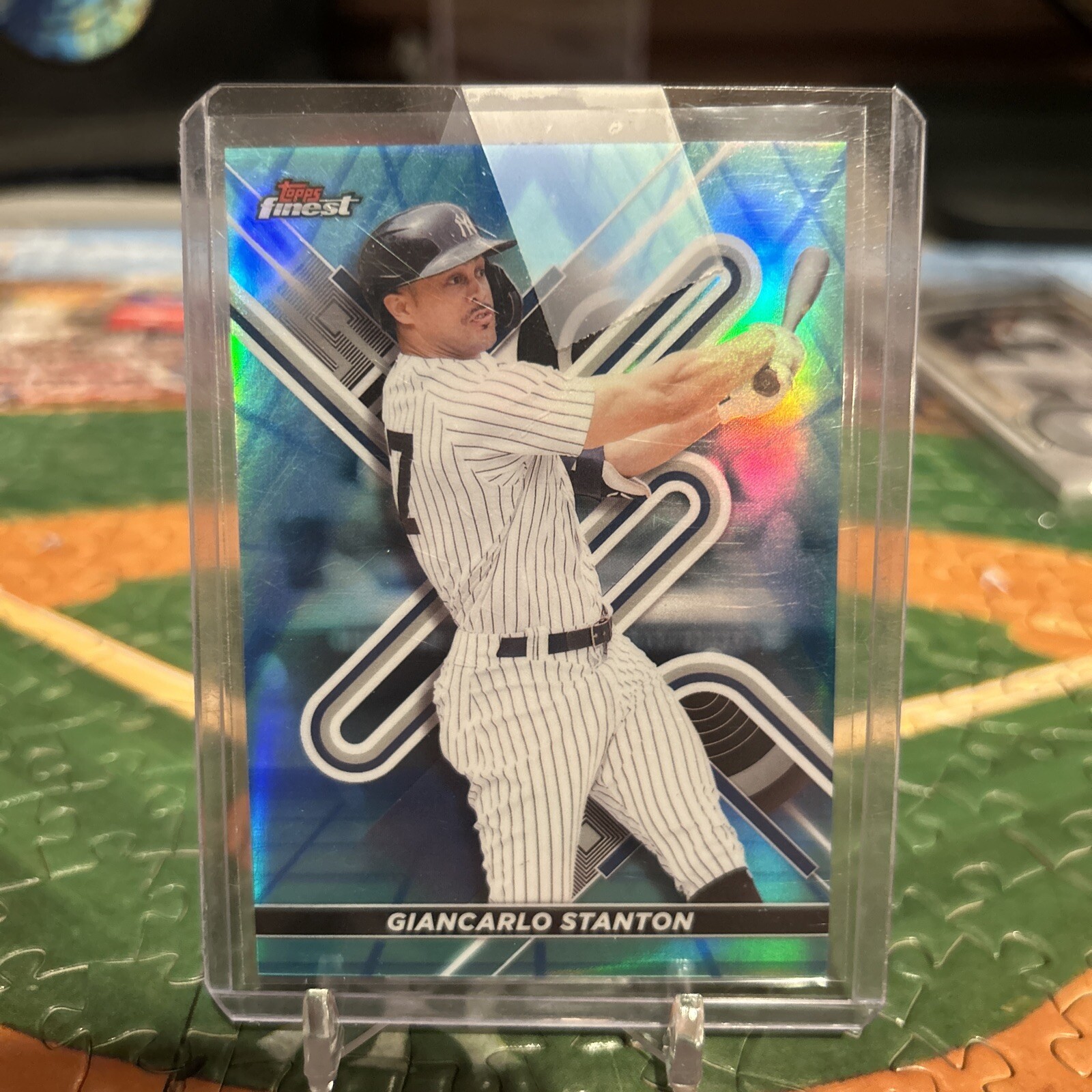 2022 Topps Finest - Sky Blue Refractor #76 Giancarlo Stanton /300 for ...