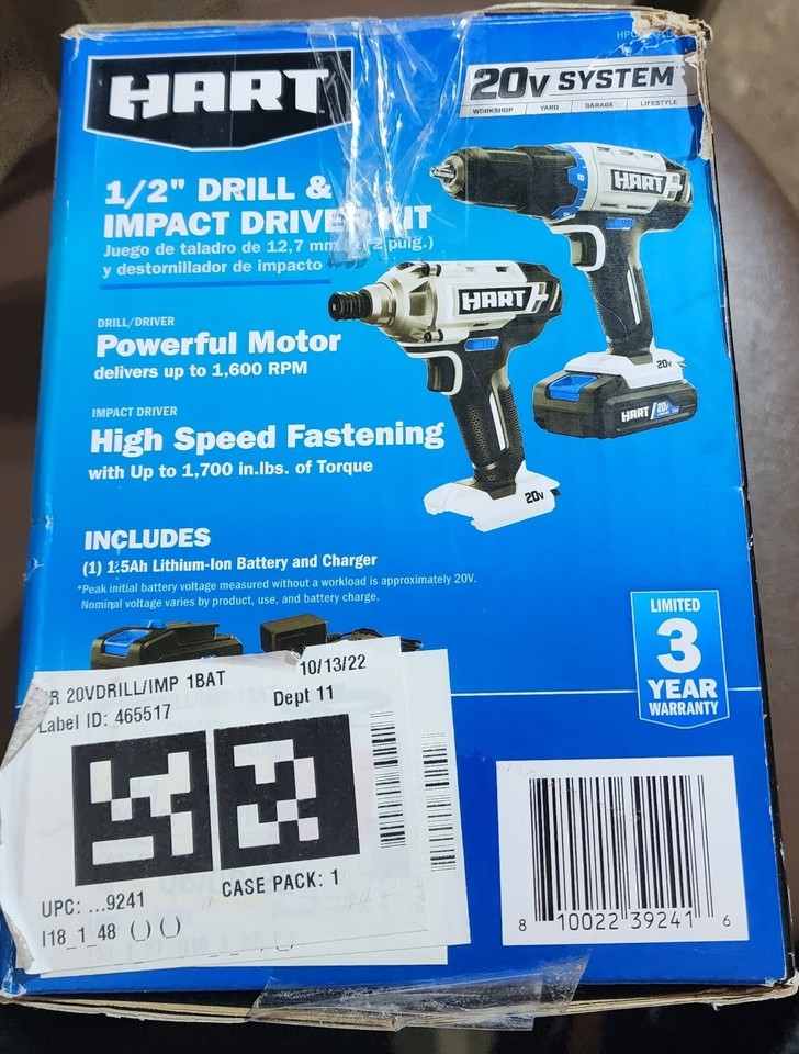HART 20-Volt Cordless 2-Piece 1/2-inch Drill and Impact Driver Combo ...