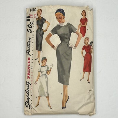 1950s Simplicity Sewing Pattern 1410 Misses Dress Size 14 Bust 32 ...