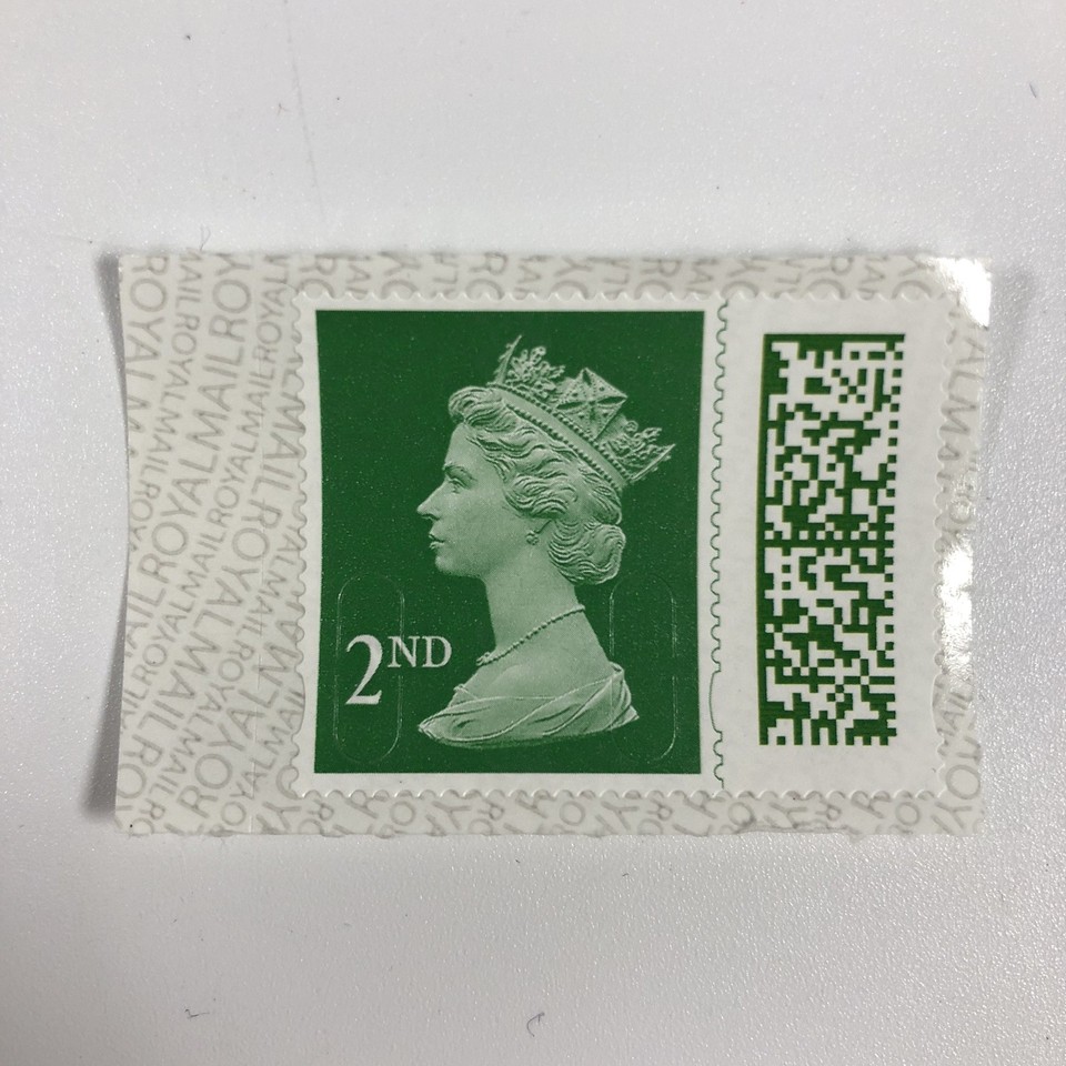 2nd Class Postage Stamp Royal Mail Barcode Queen Elizabeth Second Class ...